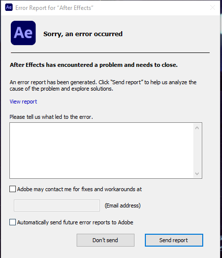 After Effects error message cant be closed - Adobe Product Community ...
