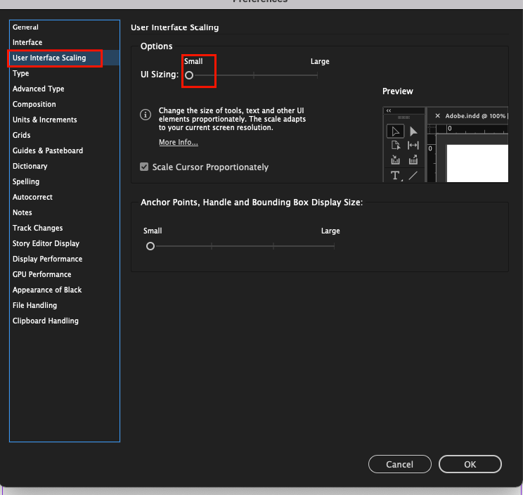 Indesign interface comically large - Adobe Community - 12482062