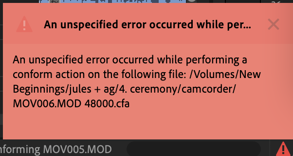 Unspecified error occurred while performing a conf... - Adobe Product ...