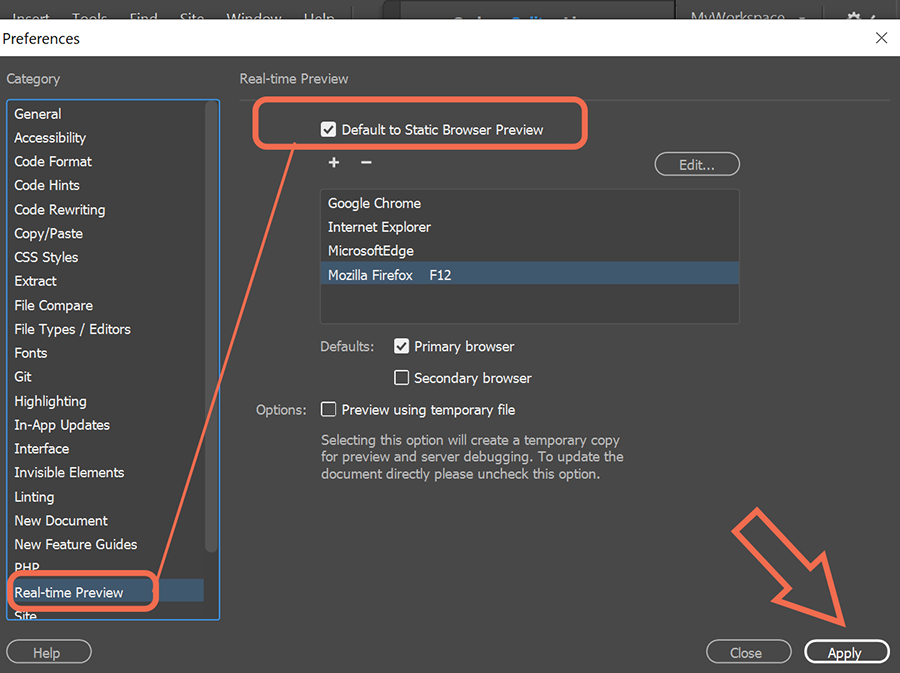 Solved: Dreamweaver CC 2020 Real Time Preview opens, but d... - Adobe ...