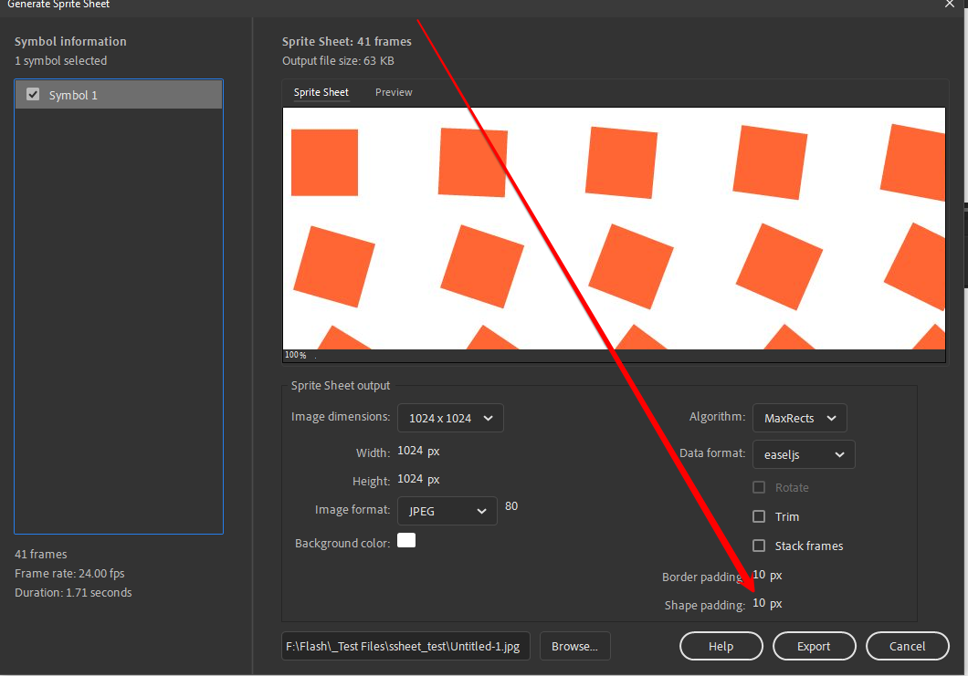 Sprite sheet is stacking ontop of one another - Adobe Community - 12506551