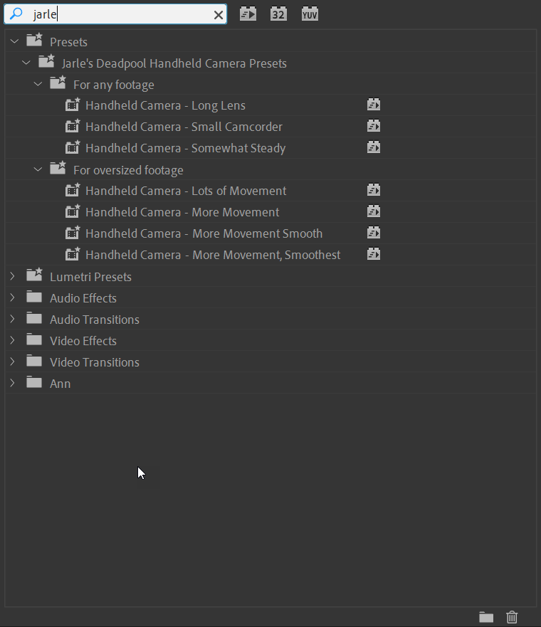 Solved Question About Effects Panelpresets And Custom Bins Adobe Community 12515640 