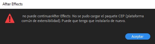 Error "no se pudo cargar el paquete CEP (oplatafor... - Adobe Product ...