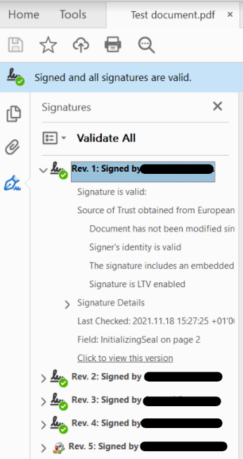 Validation of electronic signatures - different re... - Adobe Product ...