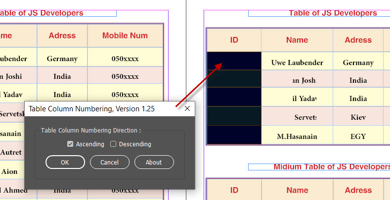 Solved: Creating Sequential Numbers for Table Column Via J... - Adobe Product Community - 12529132
