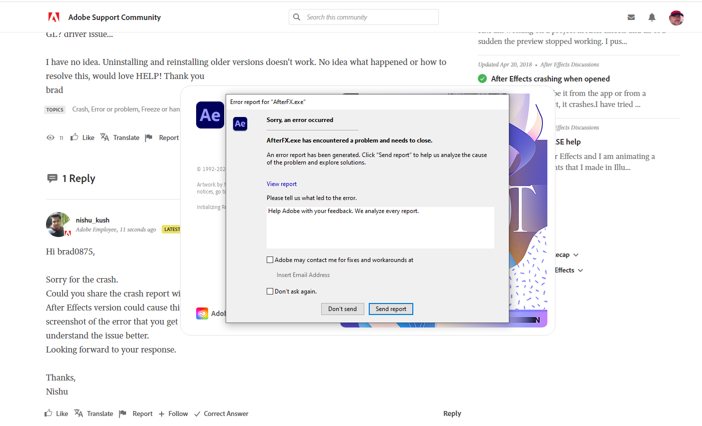 After Effects Stopped Working - Adobe Support Community - 12552983