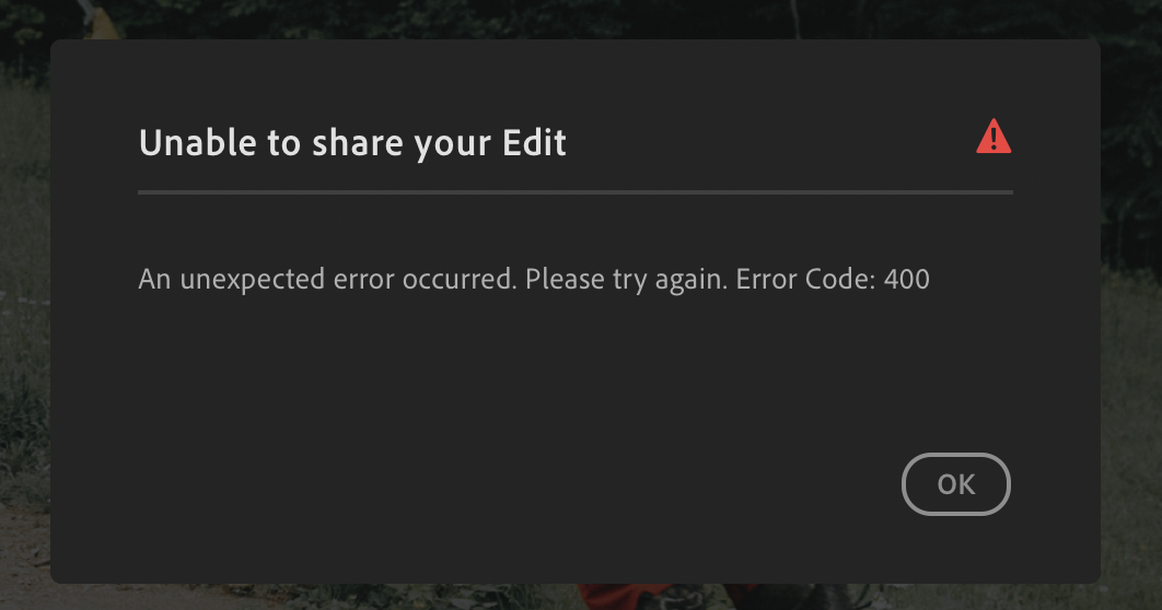 Error code 400 when attempting to post on Discover - Adobe Product ...