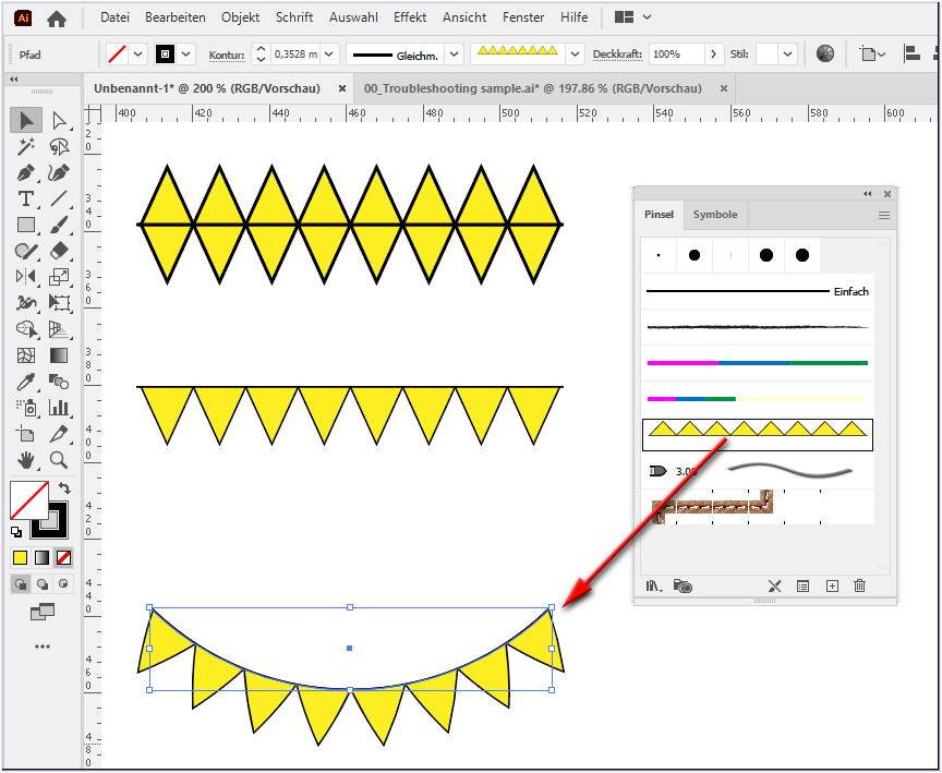 how to make triangles on string? - Adobe Product Community - 12564435
