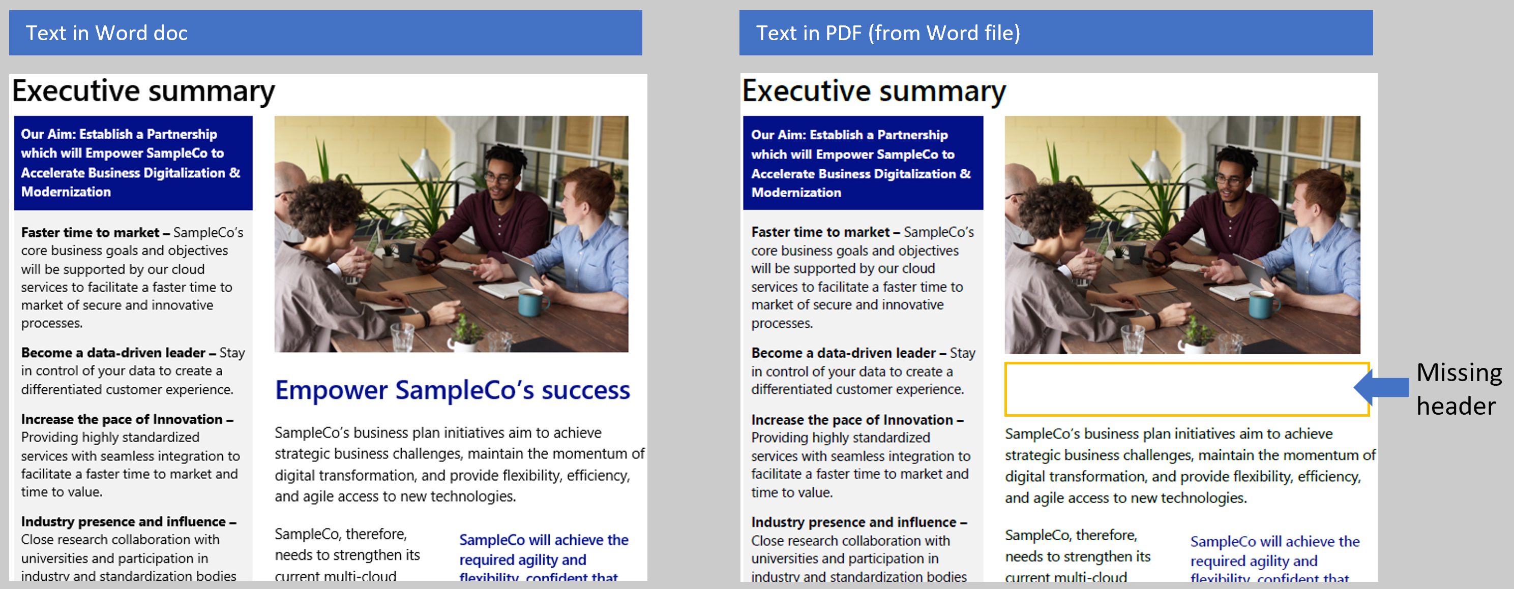 Random text disappearing when Word document is PDF... - Adobe Product ...