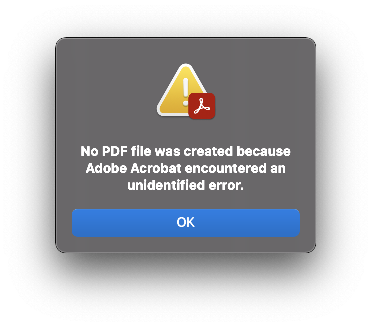 "unidentified error" - Adobe Community - 12590654