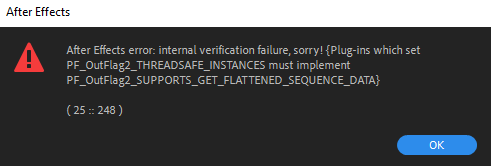 after effects error: internal verifications failur... - Adobe Product ...