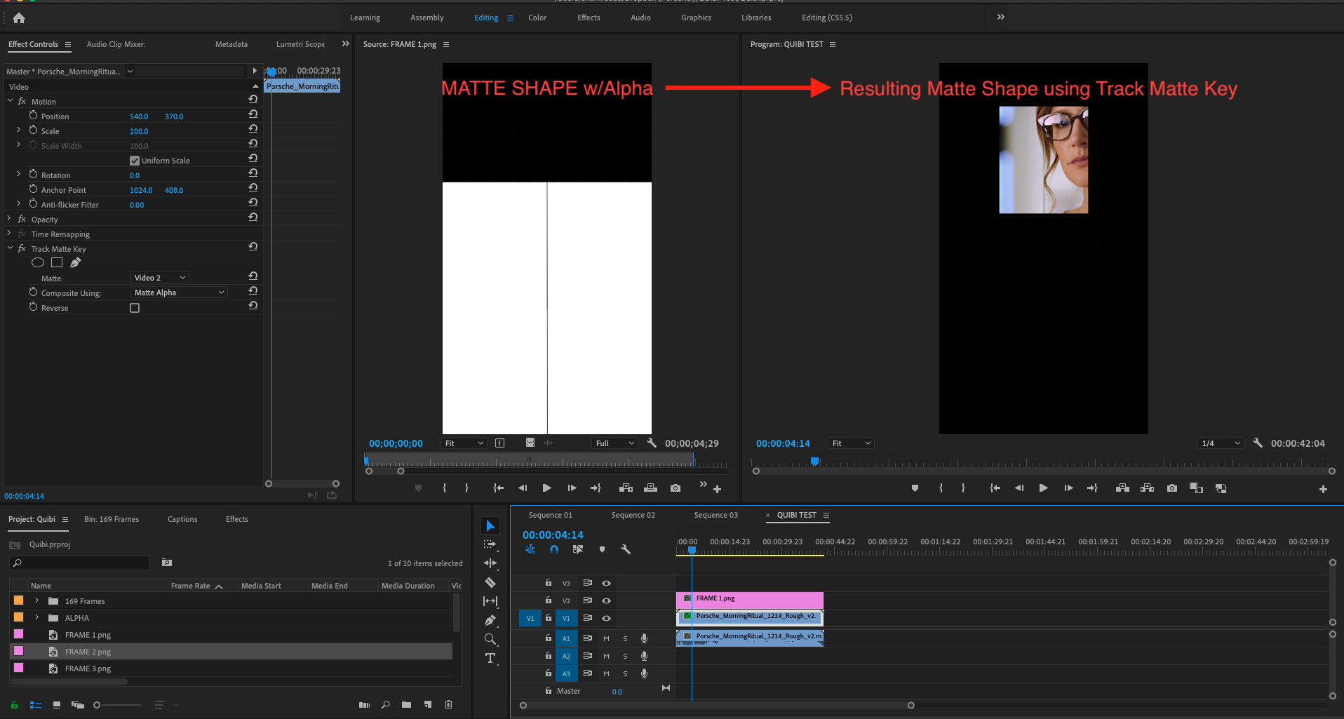 Solved: Track Matte Key applied to video not equal to sequ... - Adobe ...