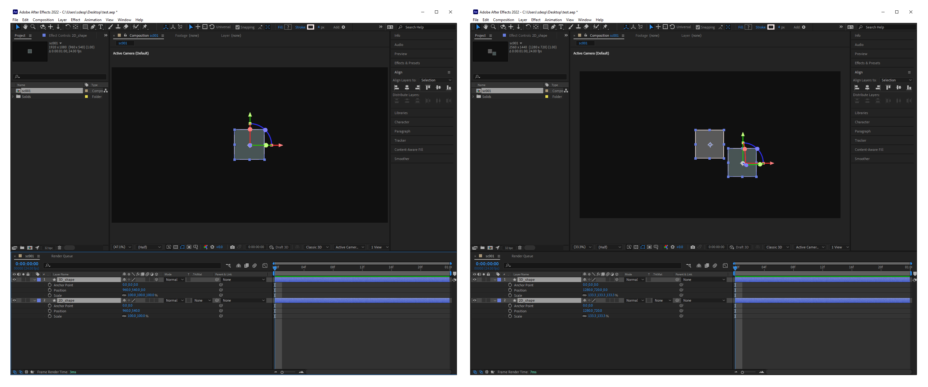 Composition Scale Shift Issue 3D - Adobe Product Community - 12594205