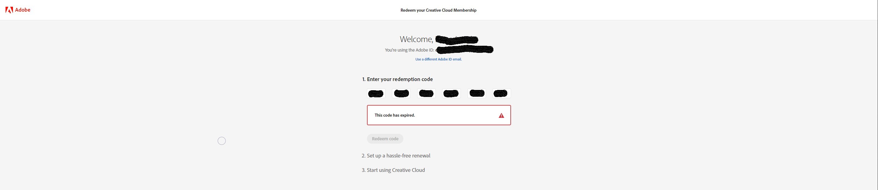 HELP !!! Expired redemption code - Adobe Community - 12595593