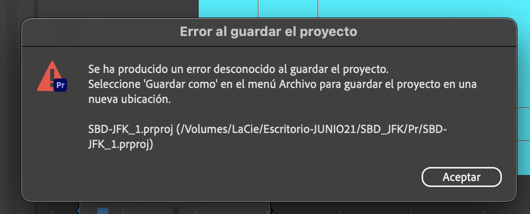 Error al guardar proyecto - Adobe Product Community - 12595840