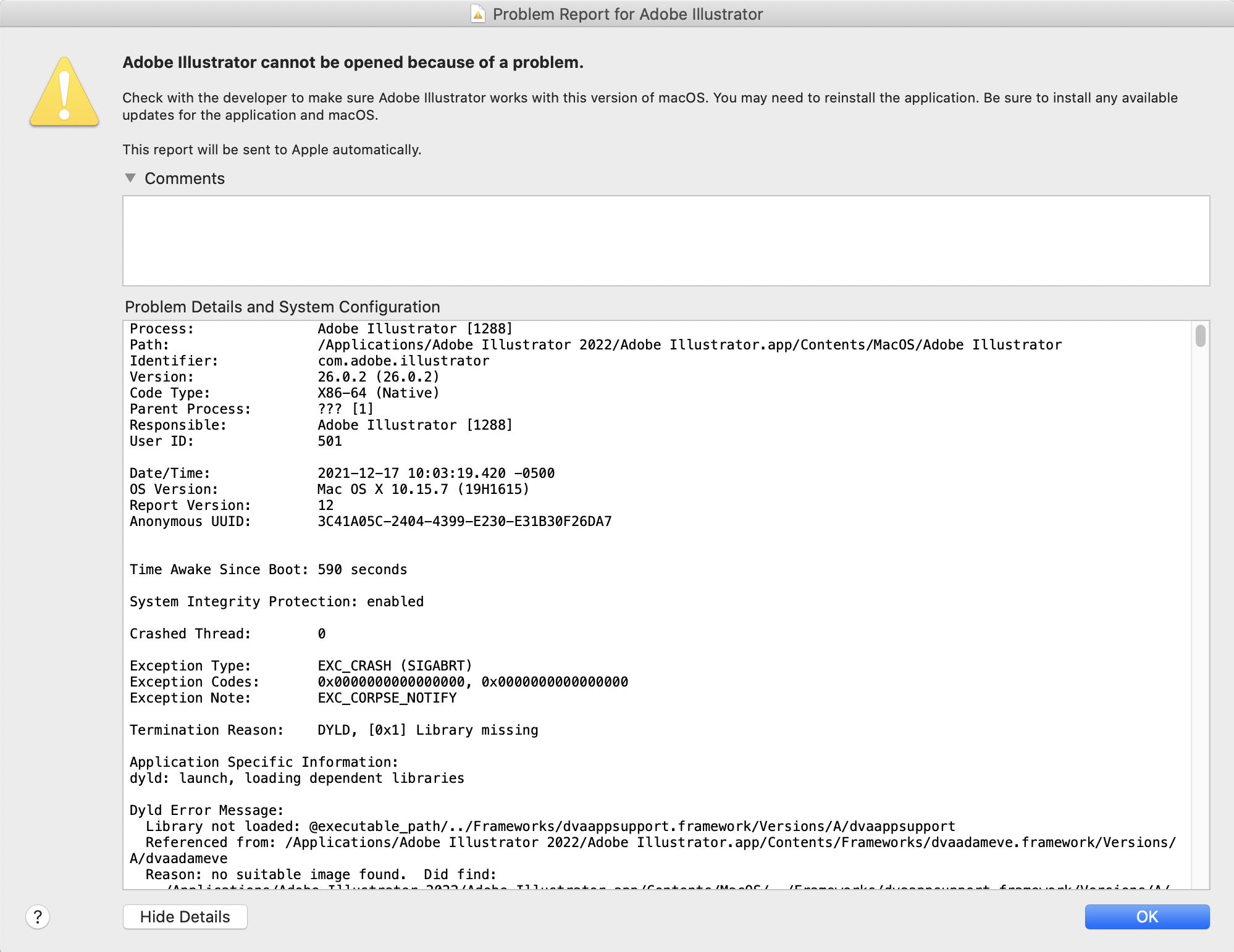 not able to install Illustrator 26.0.2 - Adobe Community - 12601736