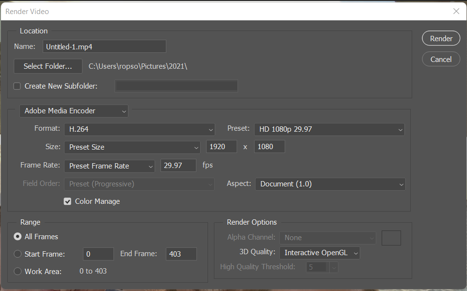 Solved: Photoshop CC 2021 Export Render Video not working - Adobe ...
