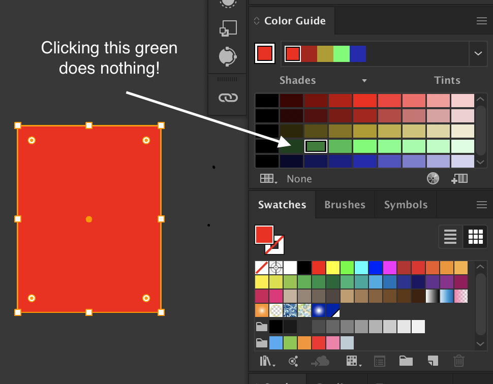 Clicking color variation does not change color of ... - Adobe Community ...