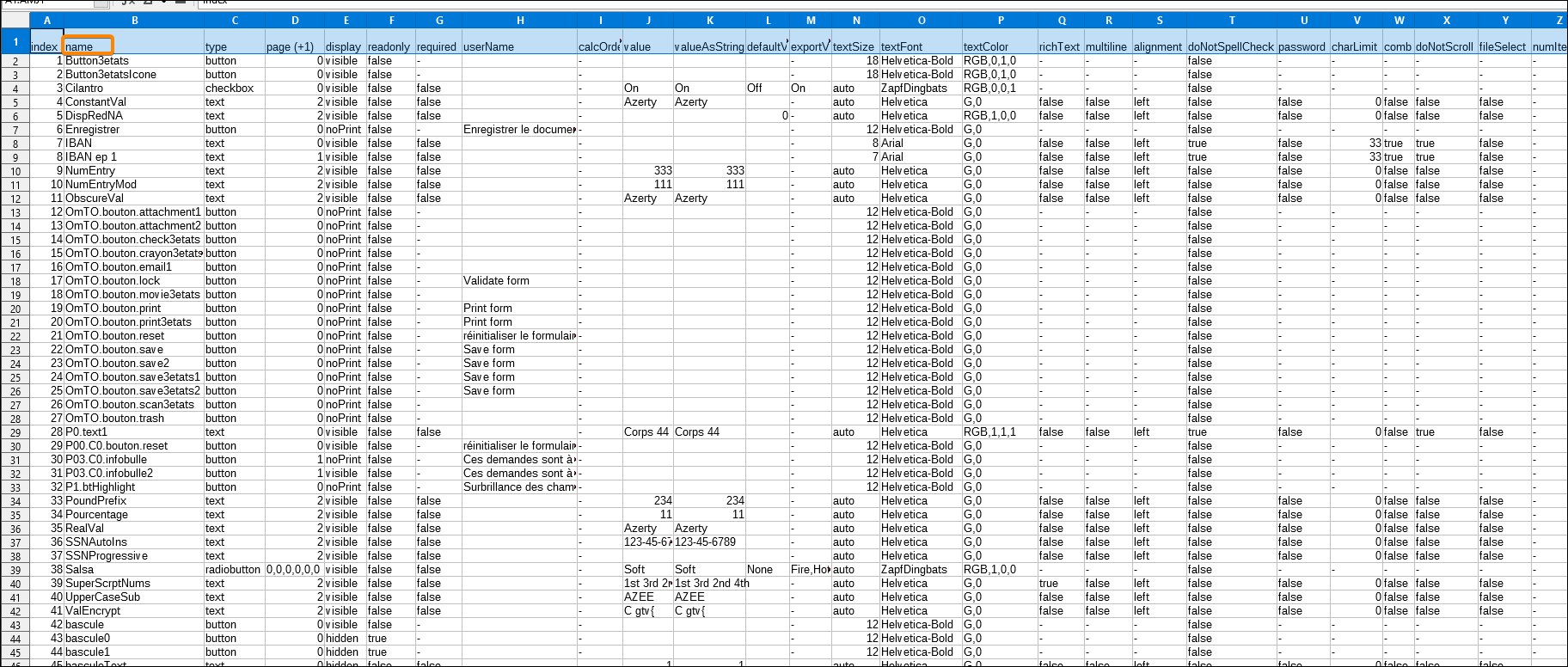 Solved: Form Field Dictionary - Adobe Product Community - 12626477