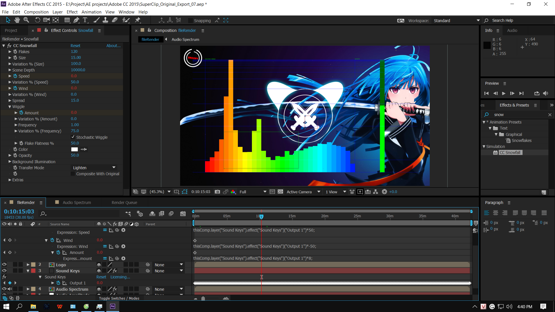 Sound keys and cc snowfall in after effect 2015 - Adobe Product ...