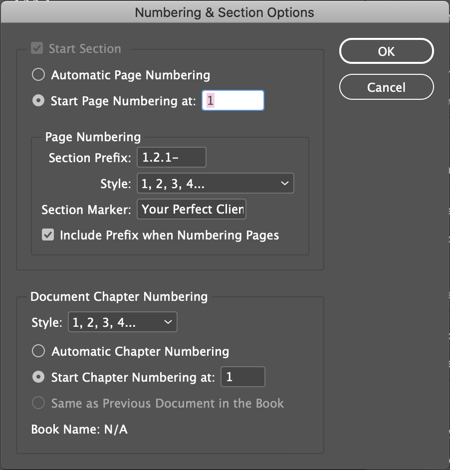 Numbering Chapters Correctly in Sections - Adobe Community - 12635723