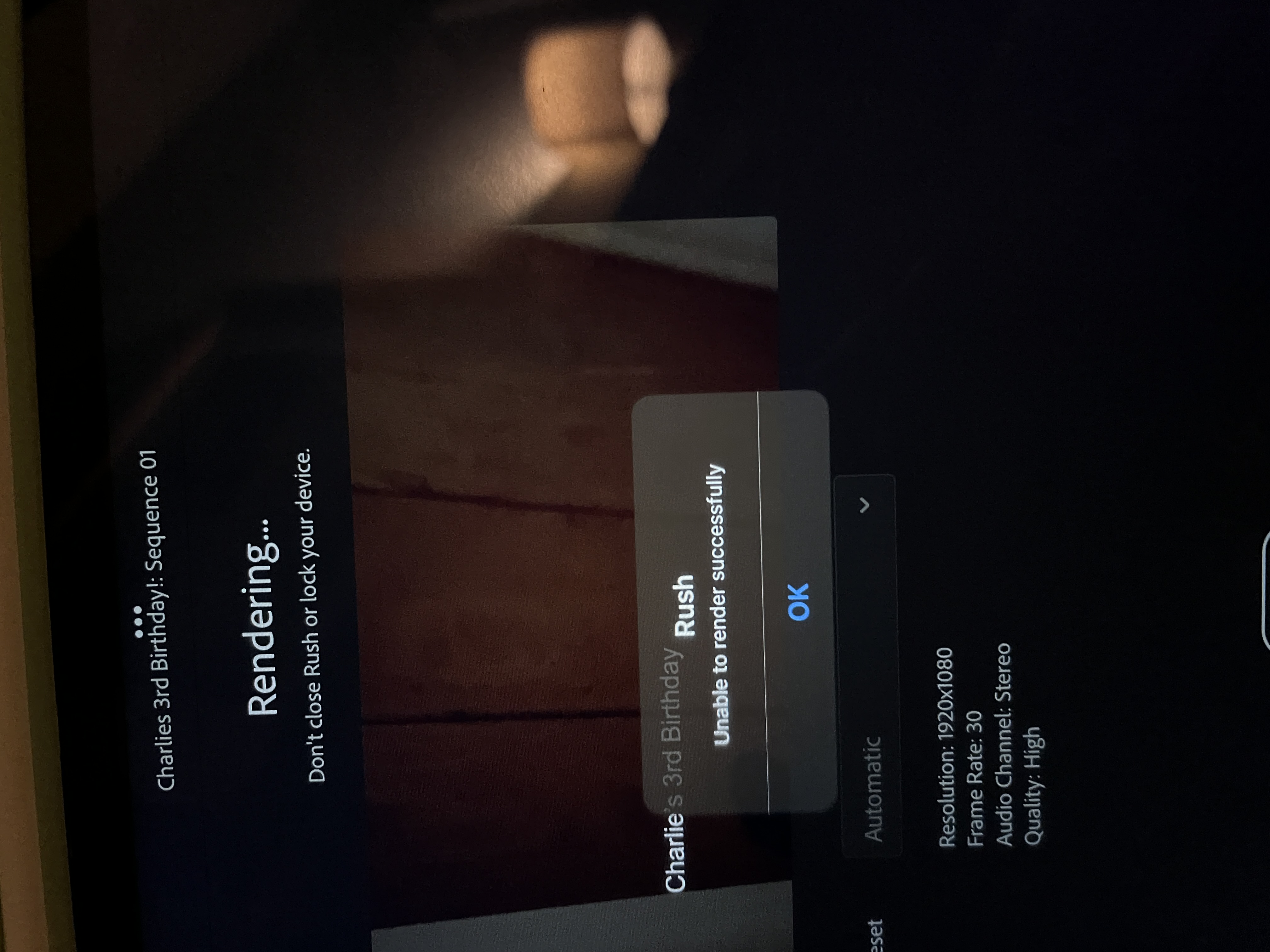 “Unable to render successfully” - Adobe Product Community - 12634606