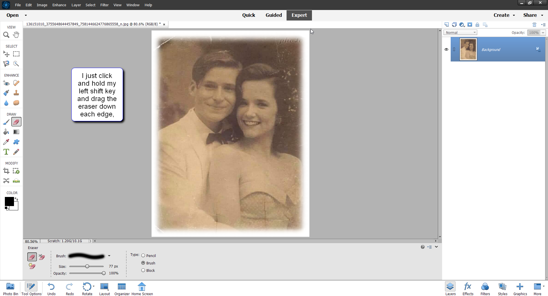 eraser tool erasing too much/widely in ps elements... - Adobe Community ...