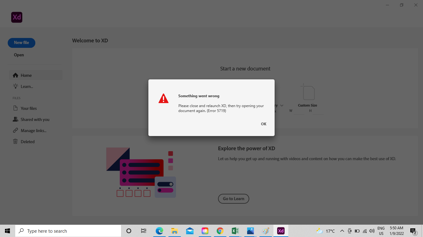 Solved: Error 5719 while opening Adobe XD. - Adobe Support Community - 11416075