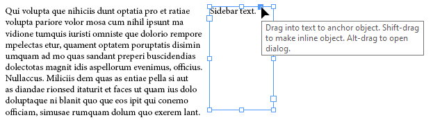 Solved: How to anchor a sidebar to a certain line of body ... - Adobe ...