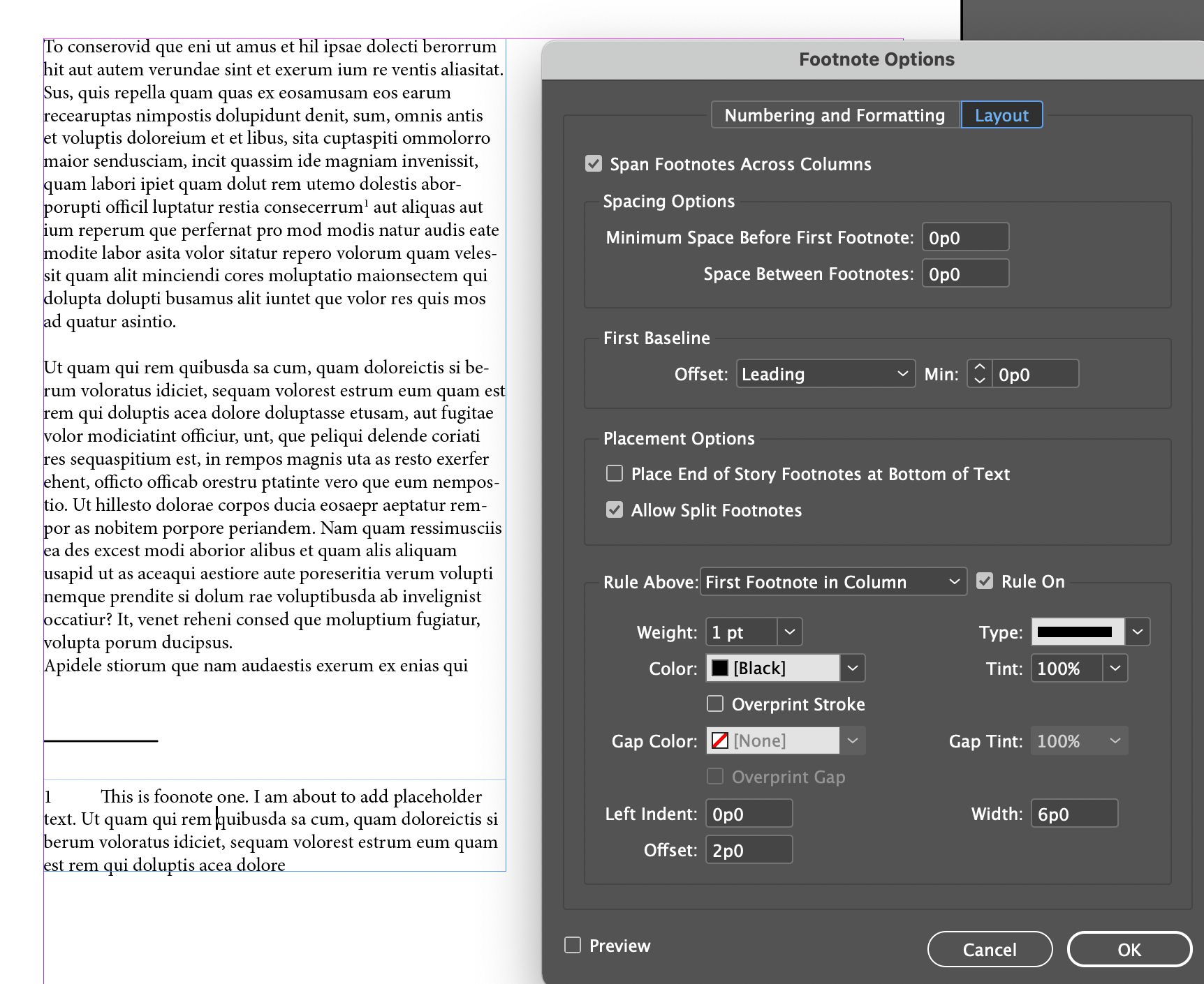 Solved: How do I raise the bar/line in the footnotes up a ... - Adobe ...