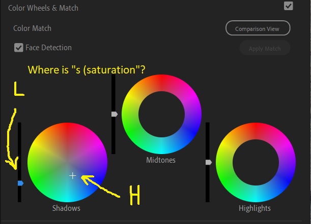 Where is 'saturation' in Lumetri Color Wheels? - Adobe Community - 12660662
