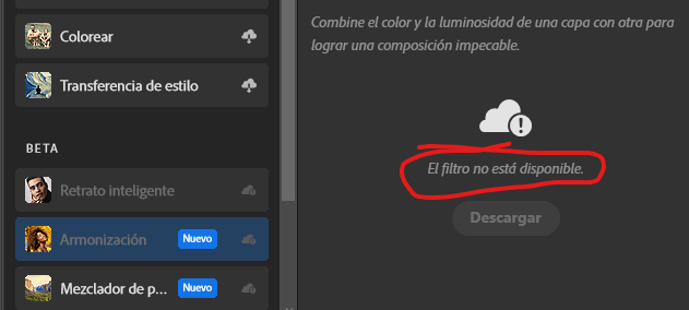 Solucionado: La descarga de los filtros neuronales "no está dis ...