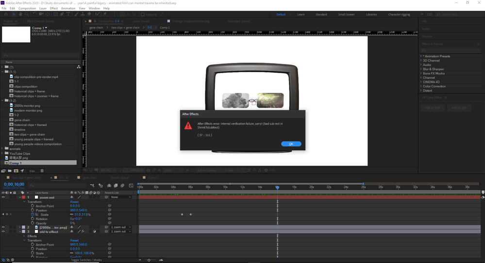 After Effects error: internal verification failtur... - Adobe Community ...
