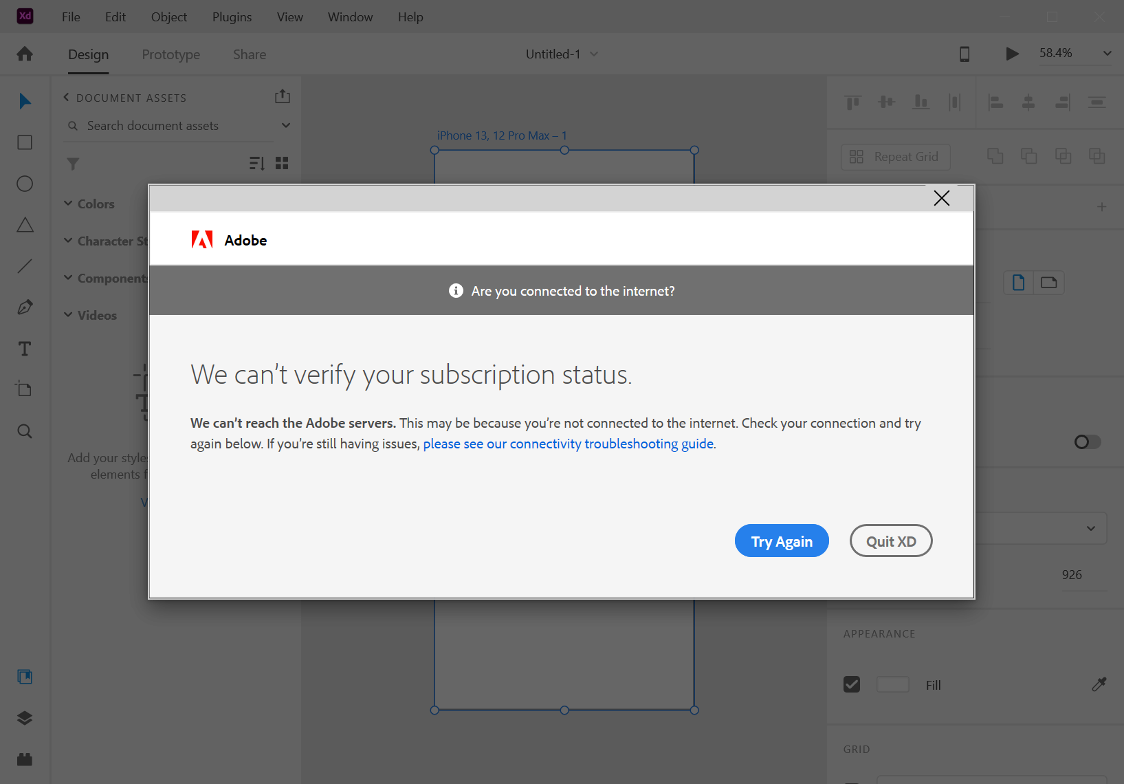 Error: can't verify my subscription status (Window... - Adobe Product ...