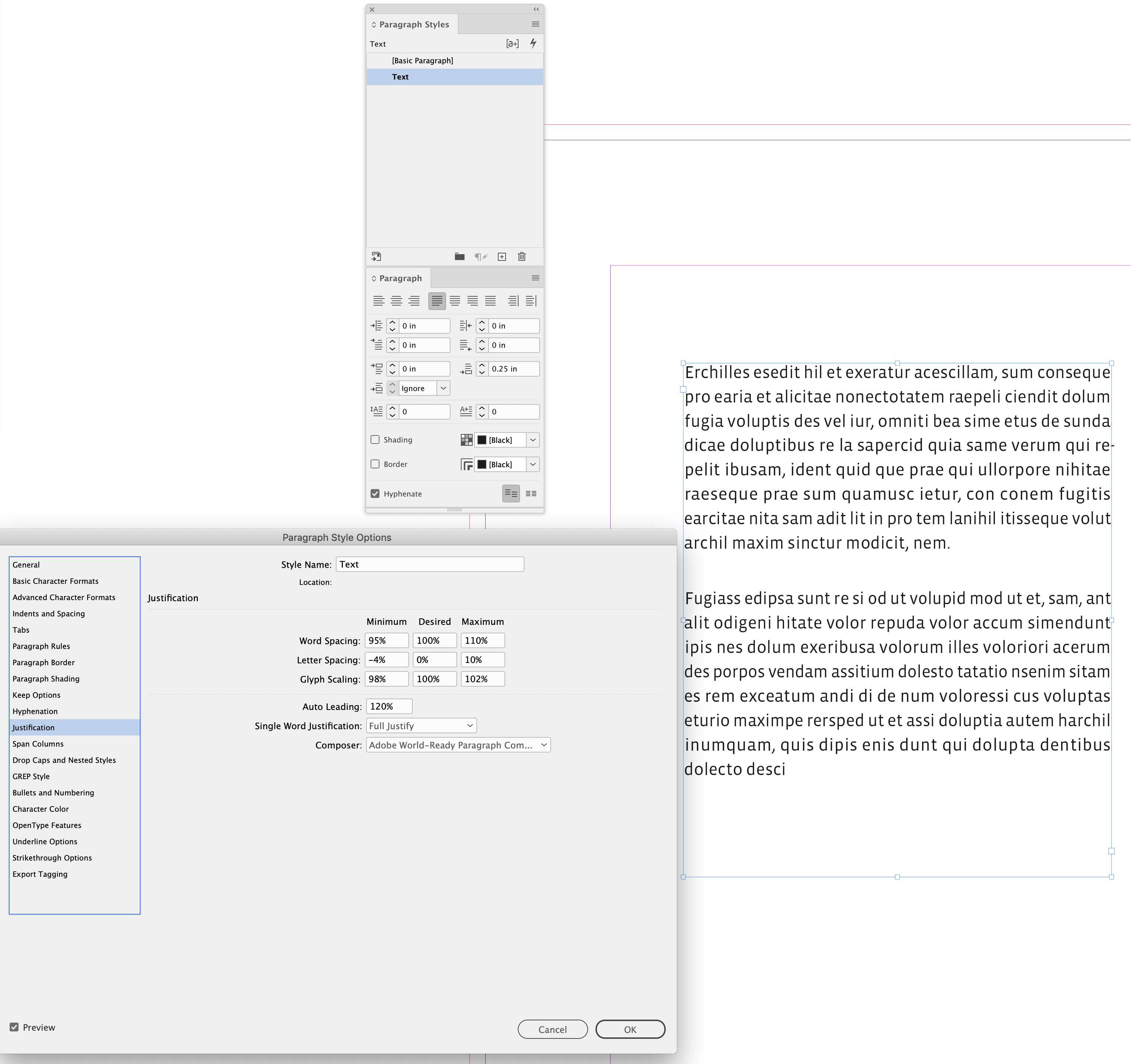What area Justification-settings apply? - Adobe Product Community ...