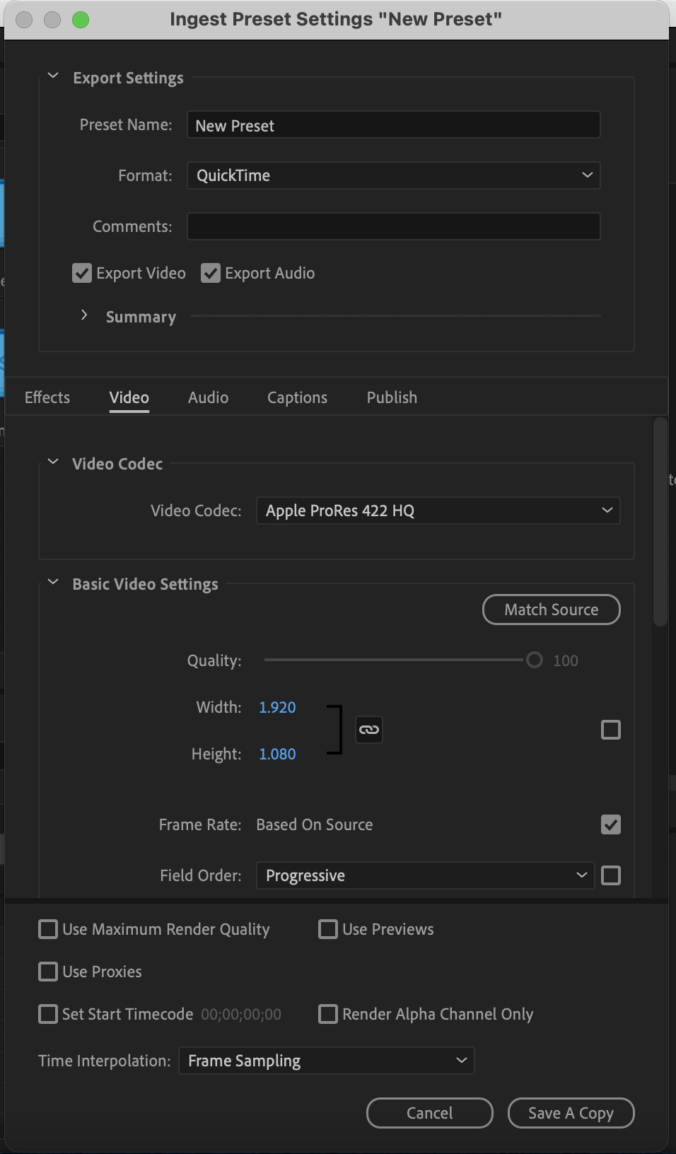 Create Ingest Preset In ME shows same window as Cr... - Adobe Community ...