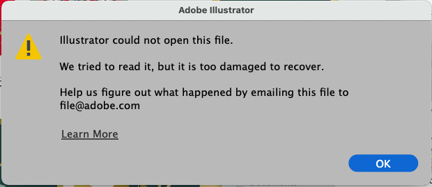 Illustrator could not open this file - But I can o... - Adobe Support ...