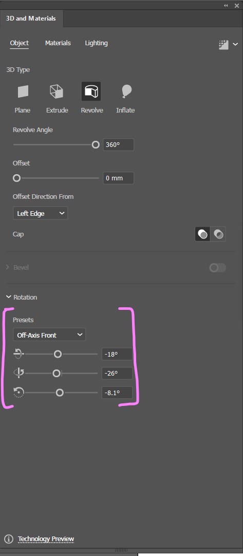 Solved: Default rotation settings in 3D revolve - Adobe Product ...