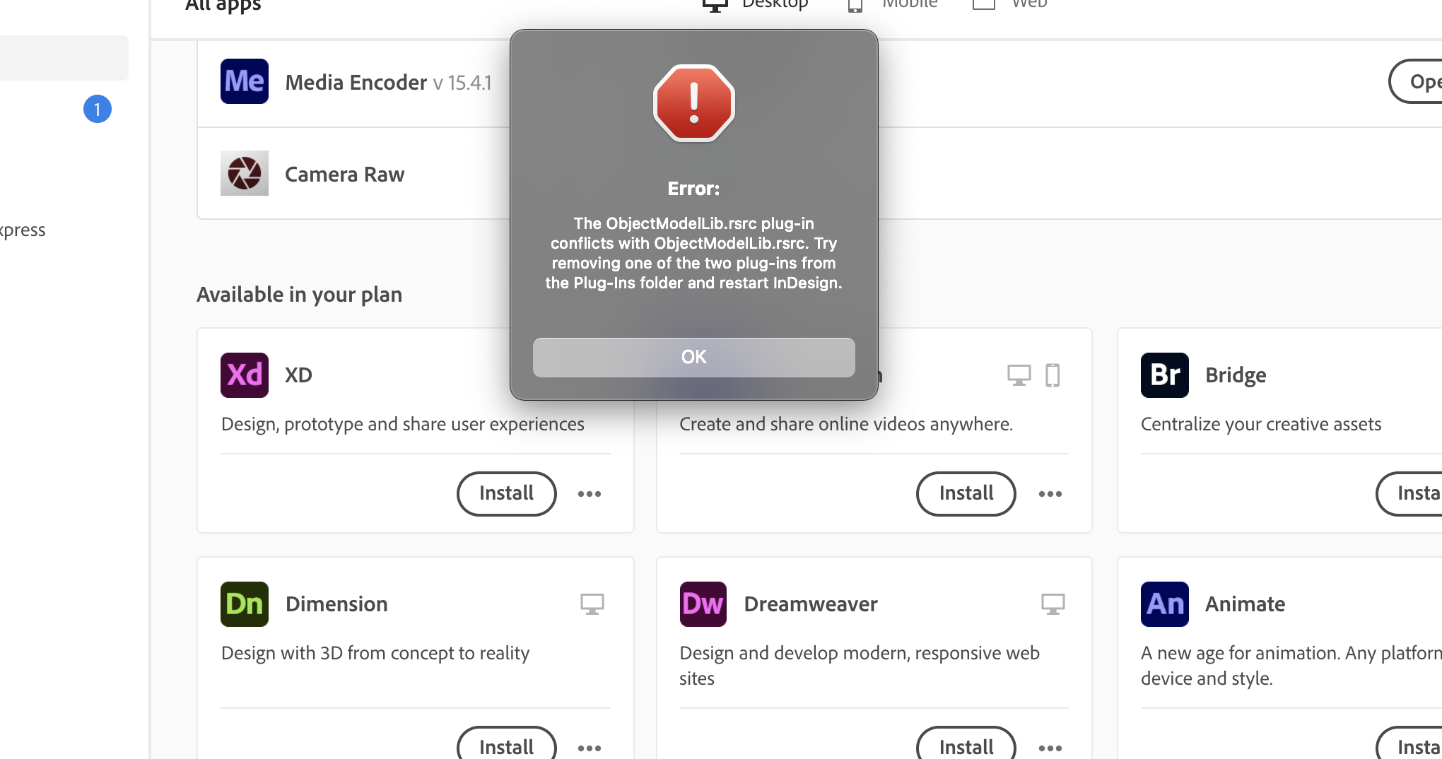 InDesign ERROR ObjectModelLib.rsrs - Adobe Support Community - 12775265