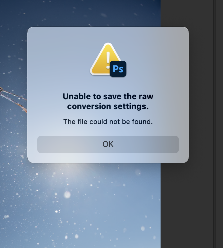 Solved Unable To Save The Raw Conversion Settings The Fi Adobe