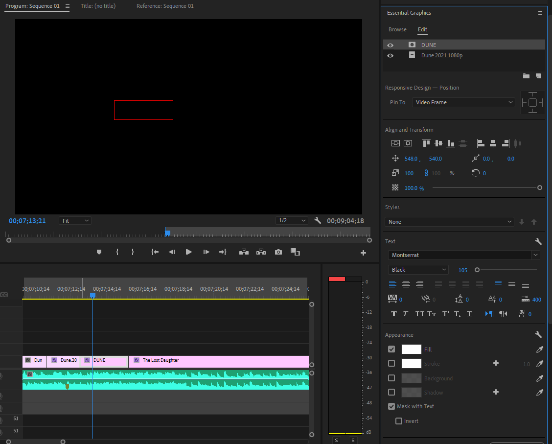 Solved: Applying Track Matte Key Changes Frame of Text Abo... - Adobe ...