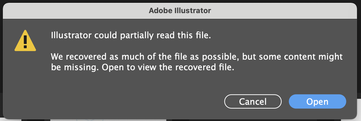 Illustrator File Error - Adobe Community - 12797936