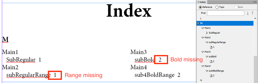Formatting & Page range not generated in Index - Adobe Community - 12800765
