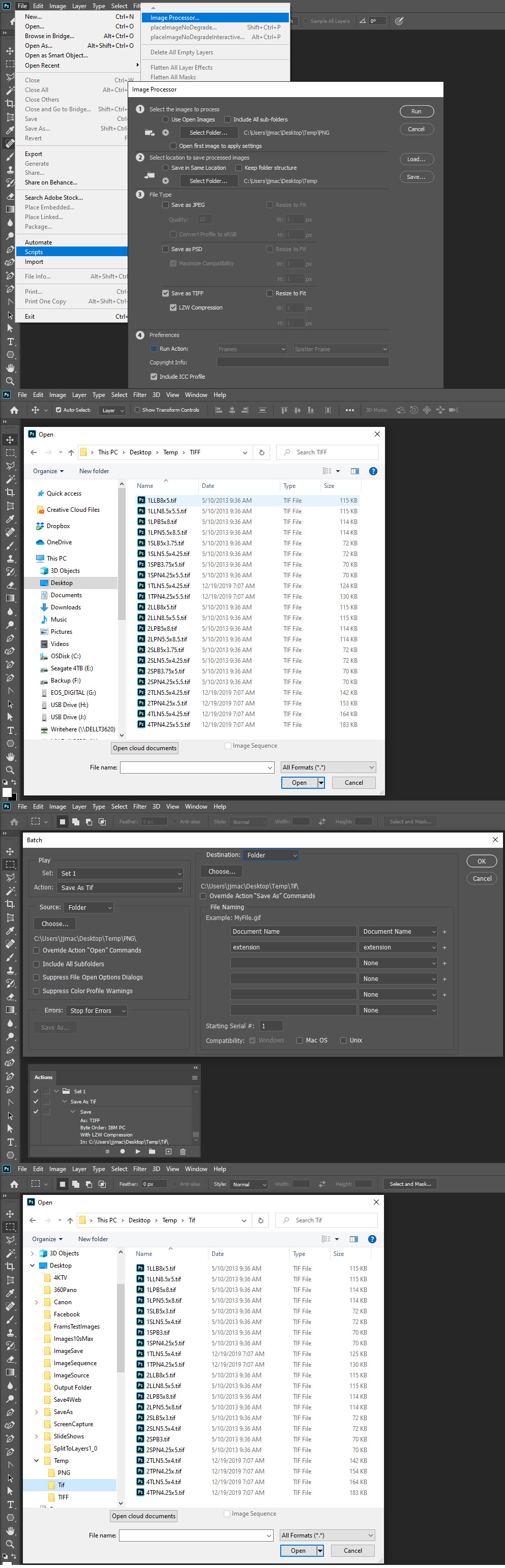 Solved: Photoshop 21.0.2 batch action file type change err... - Adobe ...