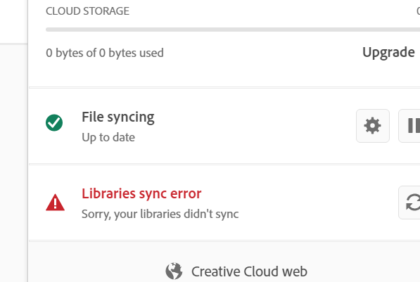 Library Sync error - Adobe Community - 12811897