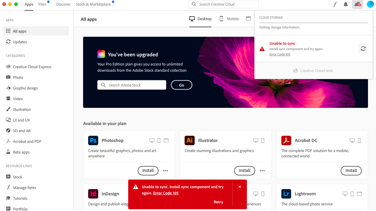 Solved: Infinite Syncing loop - Max OS 12.3 - Adobe Community - 12823228