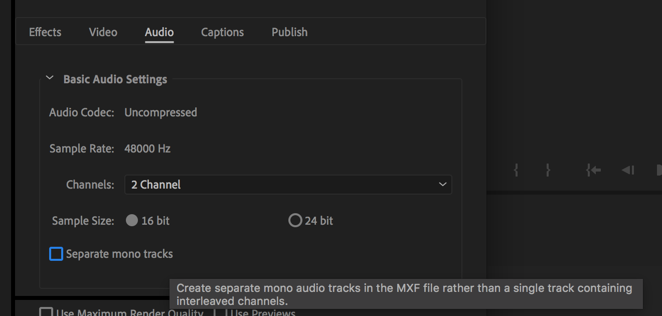DNnHR MXF OP1a export splits stereo audio in 2 Mon... - Adobe Community ...