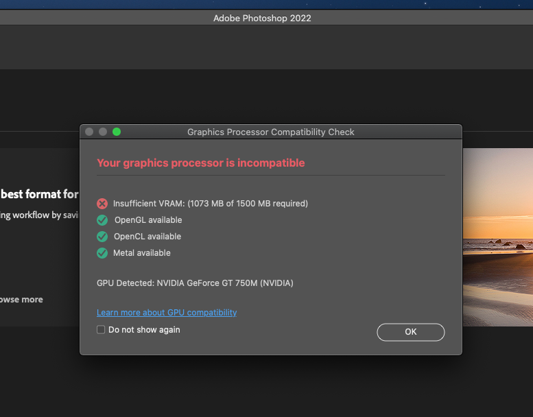 Graphics Processor Incompatible - VRAM - Adobe Product Community - 12839650