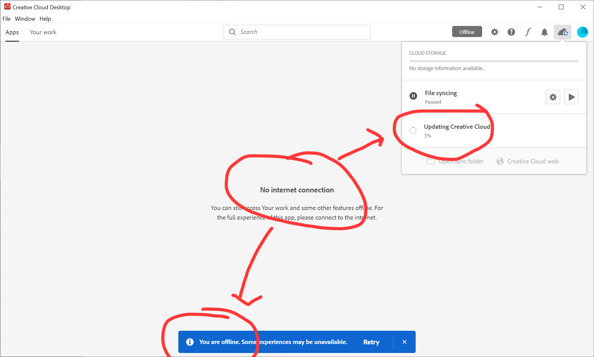 Solved: Why my creative cloud shows offline - Adobe Product Community ...