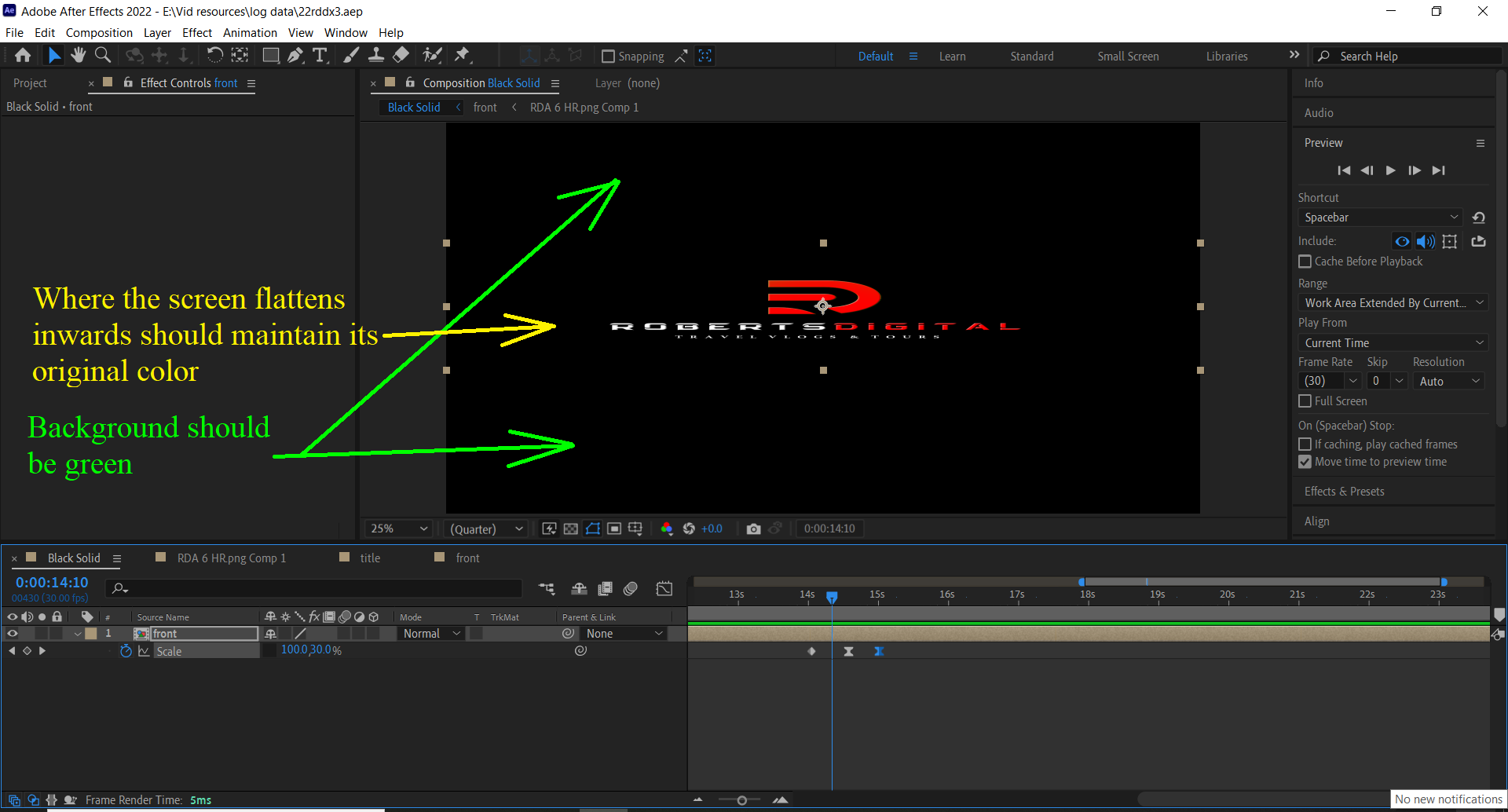 I want the TV switch off effect to leave a green b... - Adobe Community ...